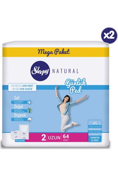Sleepy Natural Günlük Ped Uzun 2X64 Adet