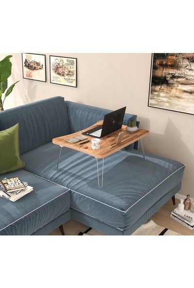 Dome Laptop Sehpası-Kahvaltı Sehpası Çam