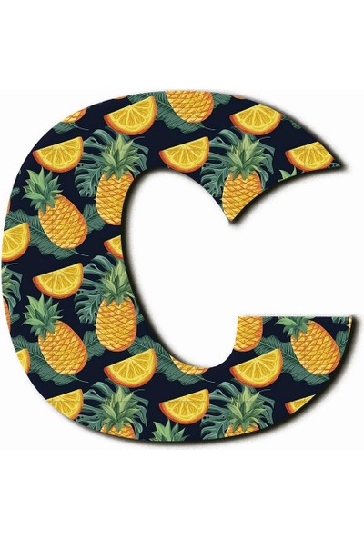 Wuw C Harfli Ananas ve Portakal Desenli Magnet