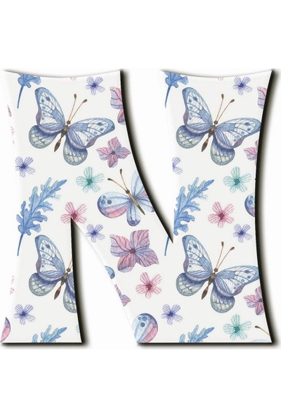 Wuw N Harfli Kelebek Desenli Magnet