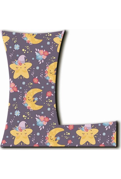Wuw Wuw L Harfli Ay ve Yıldız Gece Desenli Magnet Wuw Wuw L Harfli Ay ve Yıldız Gece Desenli Magnet