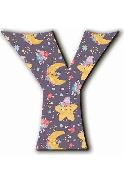 Wuw Y Harfli Ay ve Yıldız Gece Desenli Magnet Wuw Y Harfli Ay ve Yıldız Gece Desenli Magnet