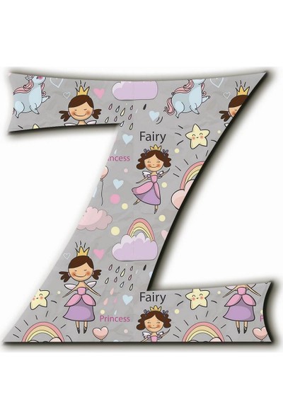 Wuw Z Harfli Peri ve Unicorn Desenli Magnet Wuw Z Harfli Peri ve Unicorn Desenli Magnet