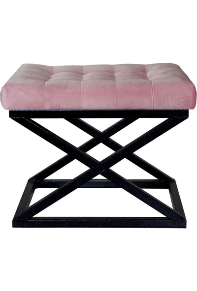 Evodeko Siyah Çapraz Ayaklı Pembe Puf