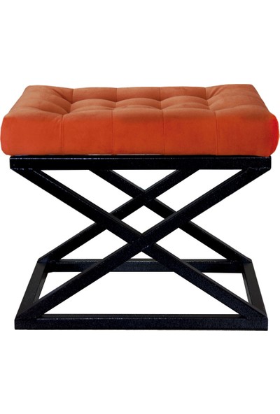 Evodeko Siyah Çapraz Ayaklı Turuncu Puf