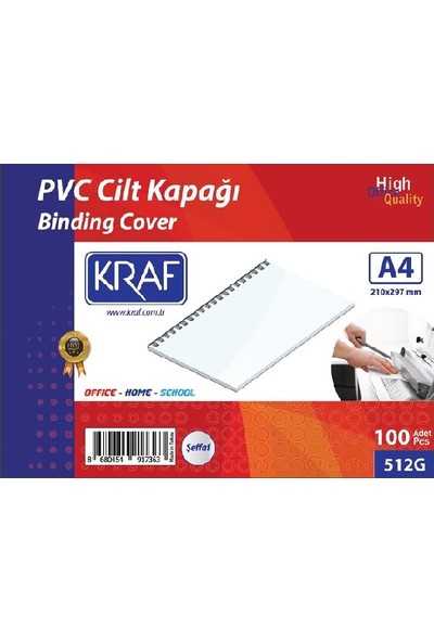 Kraf Cilt Kapağı A4 160 Mic. 100'lü Şeffaf