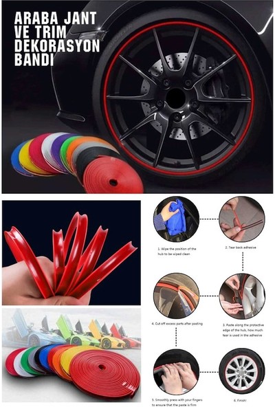 Araba Jant ve Trim Dekorasyon Bandı Mavi