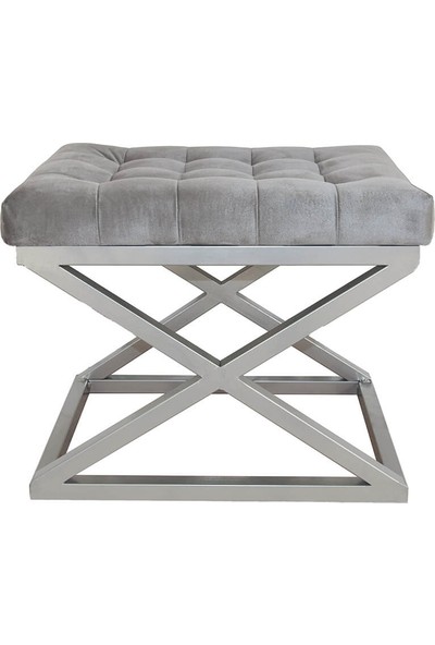 Evodeko Gümüş Çapraz Ayaklı Gri Puf