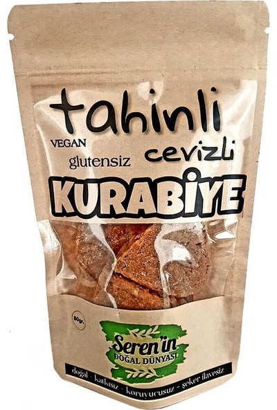 Seren'in Doğal Dünyası Glutensiz Tahinli Cevizli Kurabiye 80 gr Seren'in Doğal Dünyası Glutensiz Tahinli Cevizli Kurabiye 80 gr