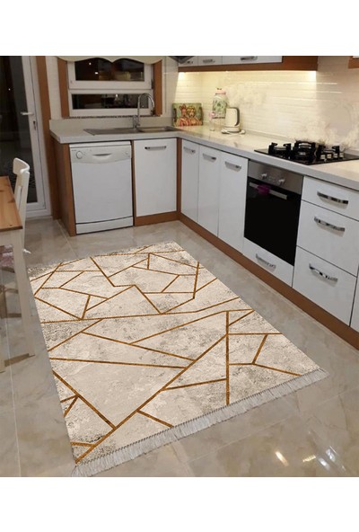 STY Home Duvar Yıkanabilir Halıkaymaz Tabanlı Kilim Yolluk Krem