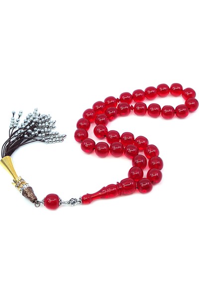 Vetesbih Saray Püsküllü Küre Kesim Ateş Kehribar Tesbih