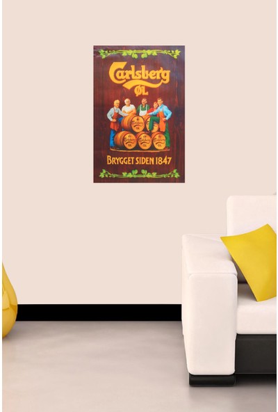 Webcenter Carlsberg 1847 Vintage Ahşap Poster Webcenter Carlsberg 1847 Vintage Ahşap Poster