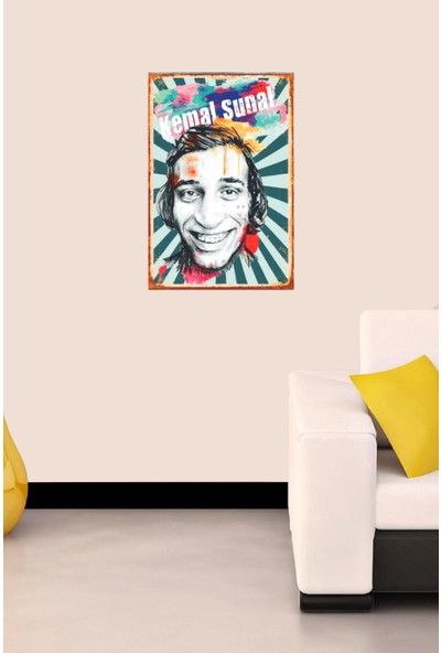 Webcenter Kemal Sunal 'inek Şaban' Yeşilçamın Gülen Yüzü Vintage Ahşap Poster