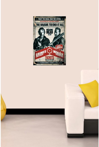 Webcenter Grimes Vs. Negan The Walking Dead Vintage Ahşap Poster