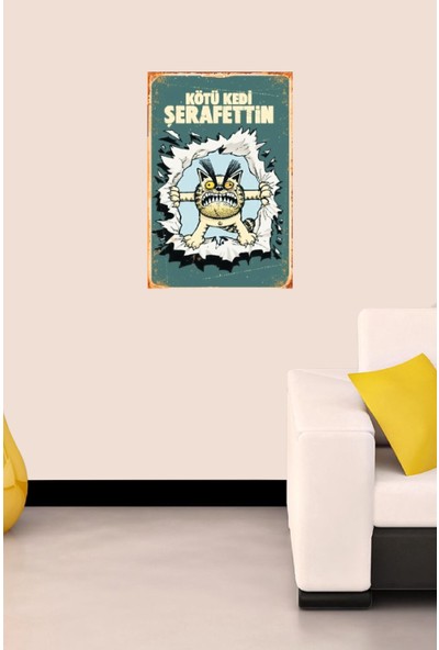 Webcenter Kötü Kedi Şerafettin Vintage Ahşap Poster Webcenter Kötü Kedi Şerafettin Vintage Ahşap Poster