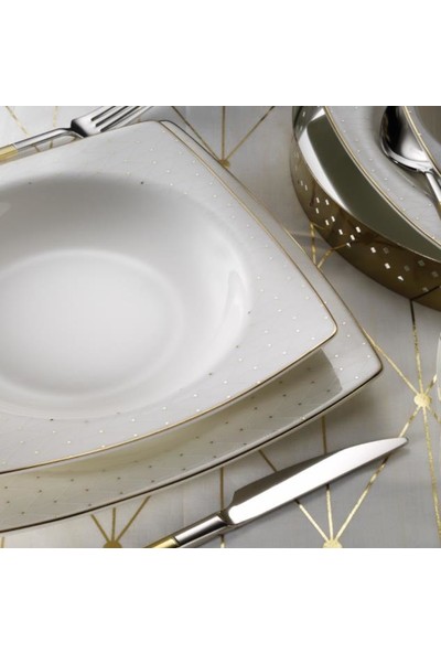 Kütahya Porselen Bone Mare 62 Parça 1075021 Yemek Takımı Altın Kütahya Porselen Bone Mare 62 Parça 1075021 Yemek Takımı Altın