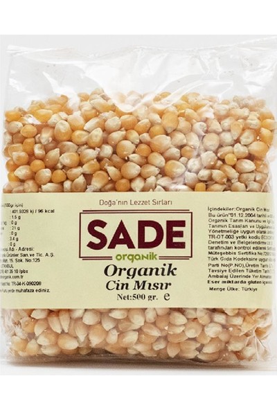 Sade Organik Cin Mısır 500 gr Sade Organik Cin Mısır 500 gr
