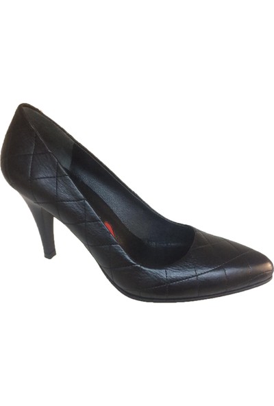 Elegan Küçük & Büyük Numara Siyah Deri Kapitone Desenli Stiletto Elegan Küçük & Büyük Numara Siyah Deri Kapitone Desenli Stiletto