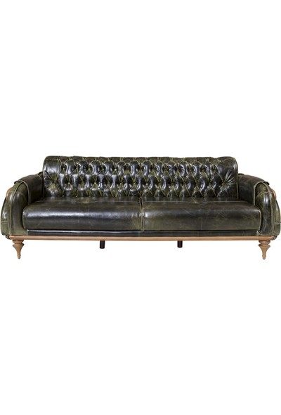 Uzay Ofis Diamond Ahşap Üçlü Kanepe - H.yeşil