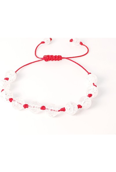 Taş Rüyası Necef Taşı Örme Bileklik (Kırmızı Ip) 8 mm