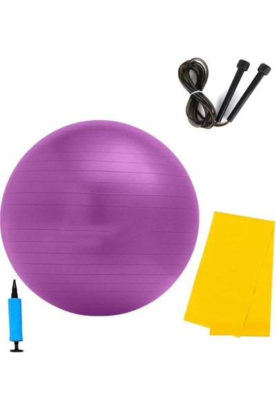 Liggo 65 cm Pilates Topu Pilates Bantı Atlama Ipi Pompa Seti Karışık Renk