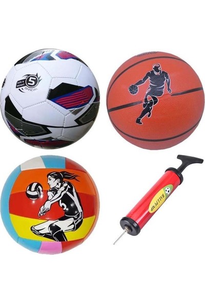 Liggo Çocuk Futbol Topu Voleybol Topu Basketbol Topu Seti Pompa Hediye