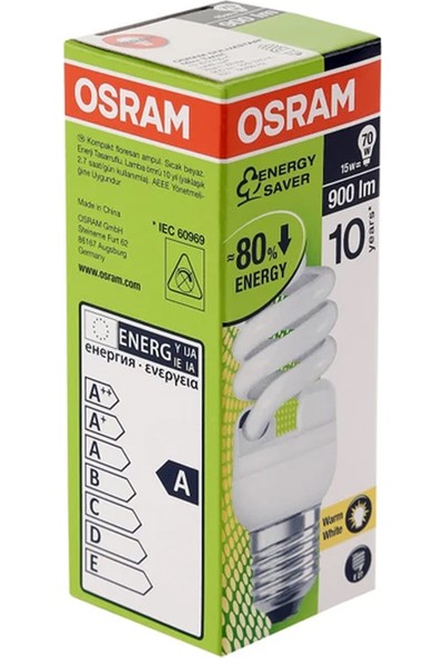 Osram Enerji Tasarruflu Spiral Ampul 15W-827 E27 5li Osram Enerji Tasarruflu Spiral Ampul 15W-827 E27 5li