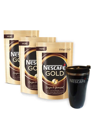 Nescafe Gold Eko Paket 200 gr x 3 Paket Thermo Mug Nescafe Gold Eko Paket 200 gr x 3 Paket Thermo Mug