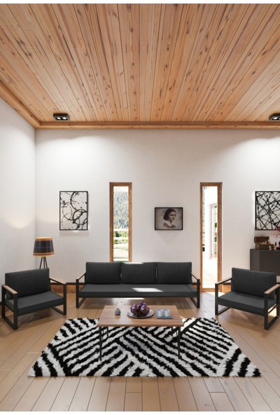 Evdemo Kobalt 3'lü Koltuk Kanepe Takımı Orta Sehpalı Siyah