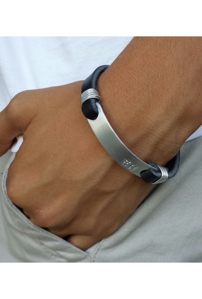 Filiz Craft Folt / Gümüş Plaka Deri Bileklik