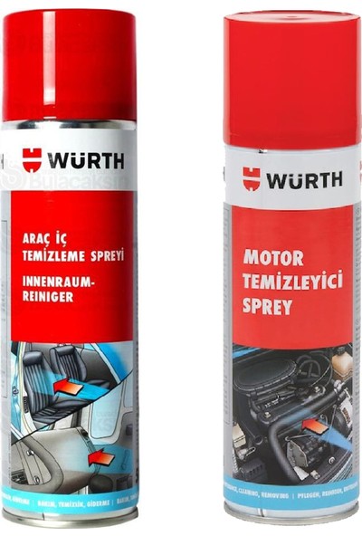 Würth Motor Temizleyici Sprey + Araç Içi Temizleyici Sprey 500 ml