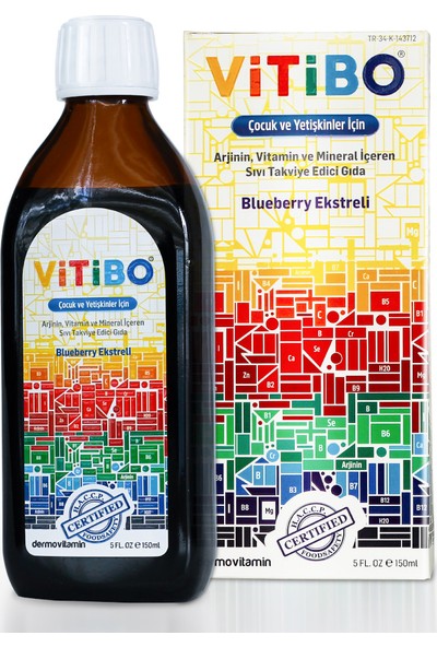Dermovitamin Vitibo Arjinin Içeren Multivitamin ve Mineral Şurup 150 ml Dermovitamin Vitibo Arjinin Içeren Multivitamin ve Mineral Şurup 150 ml
