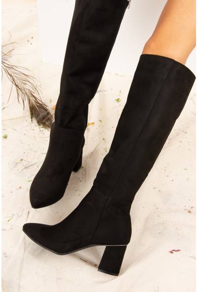Fox Shoes Siyah Süet Kadın Çizme J518111402