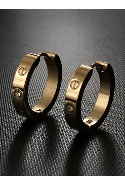 Rednose Taşlı Gold Halka Çelik Küpe Rednose Taşlı Gold Halka Çelik Küpe