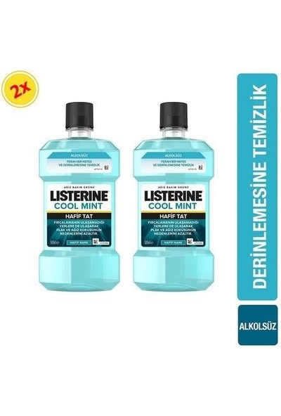 Listerine Cool Mint Hafif Tat 500 ml x 2 Adet Listerine Cool Mint Hafif Tat 500 ml x 2 Adet
