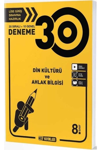 Hız Yayınları 8. Sınıf Din Kültürü ve Ahlak Bilgisi 30'lu Deneme
