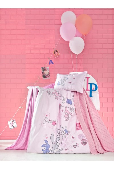 Luoca Patisca Pamuk Ranforce Bebek Nevresim + Battaniye Seti - Little Pembe Luoca Patisca Pamuk Ranforce Bebek Nevresim + Battaniye Seti - Little Pembe