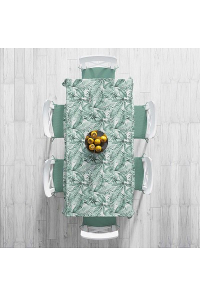 Ocean Home Yeşil Yaprak Desenli Masa Örtüsü