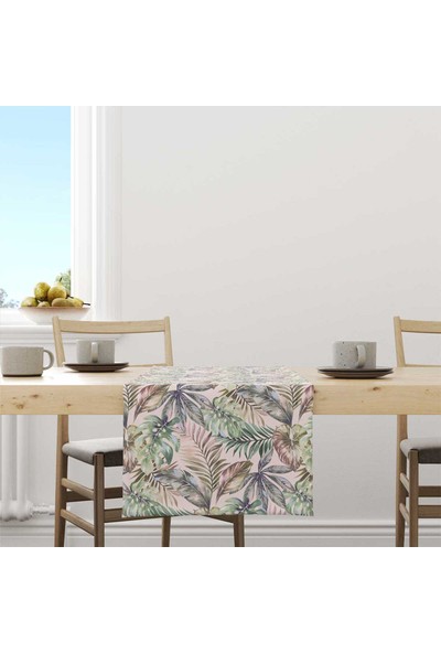 Ocean Home Pembe Yaprak Desenli Runner // 45X145 Ocean Home Pembe Yaprak Desenli Runner // 45X145