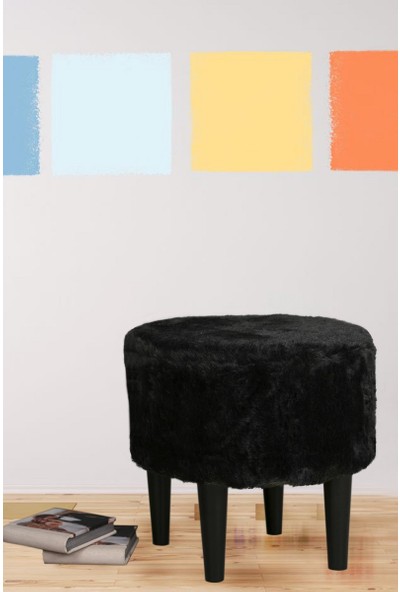 Albatros Antrasit Peluş Puf Ahşapayak Yuvarlak Albatros Antrasit Peluş Puf Ahşapayak Yuvarlak