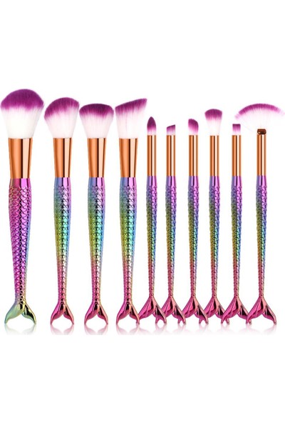 Mujgan 10'lu Balık Makyaj Fırça Seti - Mor