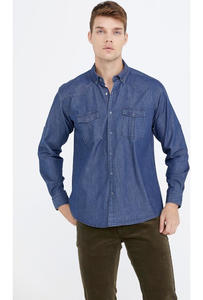 Sementa Erkek Uzun Kollu Denim Gömlek - Lacivert Sementa Erkek Uzun Kollu Denim Gömlek - Lacivert