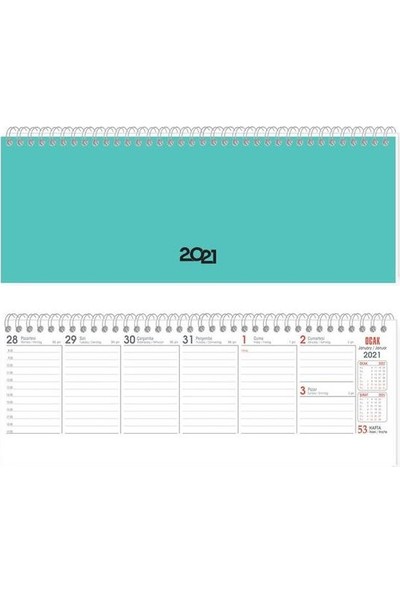 Keskin Color 2021 Aj-80 Haftalık Spiralli Masa Ajandası Turkuaz 12 x 33.5 cm Keskin Color 2021 Aj-80 Haftalık Spiralli Masa Ajandası Turkuaz 12 x 33.5 cm
