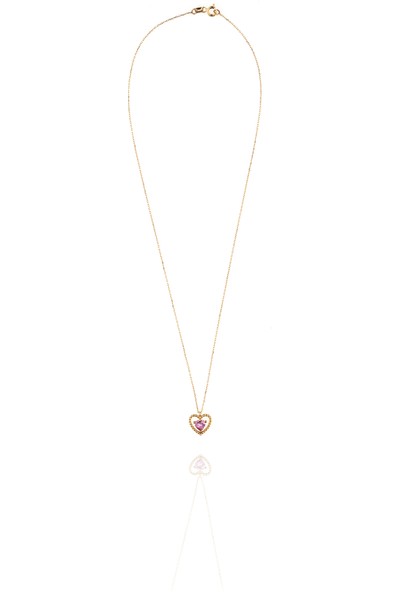 Balkan Jewelry Pembe Taş Kalp Kolye