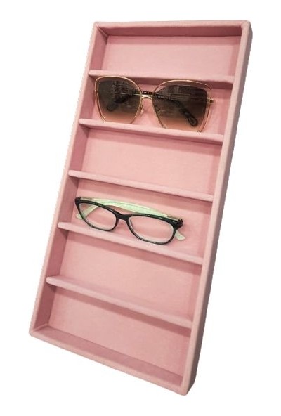 Aydın Dekor Yeni Süet Pembe Bölmeli Gözlük Standı Aydın Dekor Yeni Süet Pembe Bölmeli Gözlük Standı
