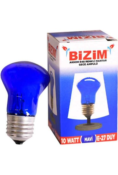 Bizim Helojen Ampul Gece Lambası 10 Watt Mavi Bizim Helojen Ampul Gece Lambası 10 Watt Mavi