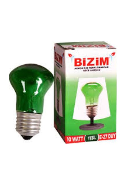 Bizim Helojen Ampul Gece Lambası 10W Yeşil Bizim Helojen Ampul Gece Lambası 10W Yeşil