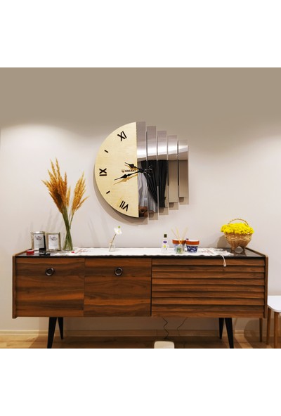 RacartShop Dekoratif Aynalı Ahşap Duvar Saati-35 RacartShop Dekoratif Aynalı Ahşap Duvar Saati-35