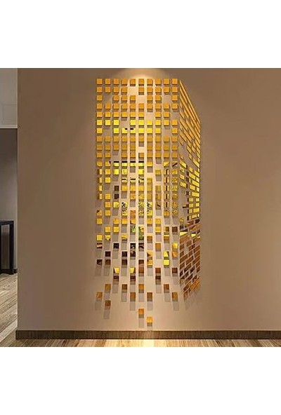 Ps Stickers Dekor Süs Mozaık Ayna 100 Adet Pleksi Dekoratif Gold Antre Banyo