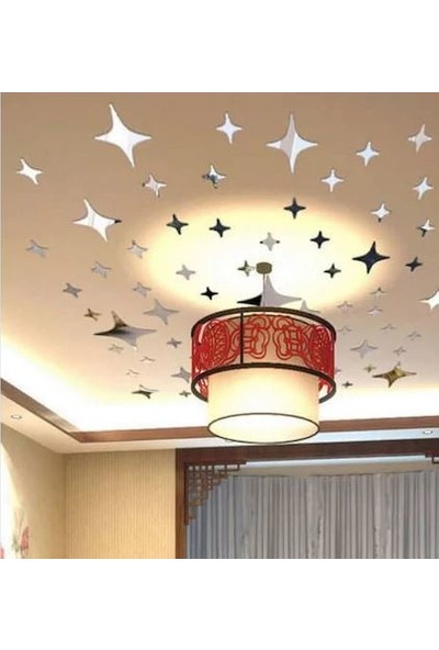 Ps Stickers Dekoratif Süs Ayna 50 Büyük Yıldız Tavan Duvar